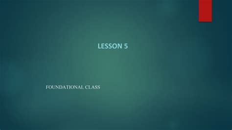 Mfm Online Foundational Class Lesson 5pdf