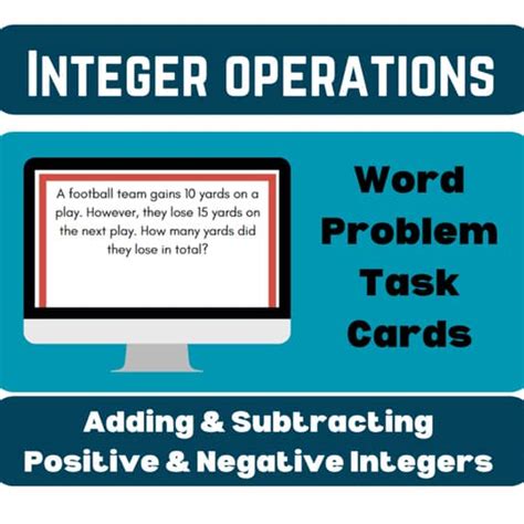 integers adding and subtracting task cards by heidi ravenscraft tpt