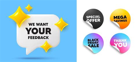 귀하의 피드백 기호를 원합니다 설문 조사 또는 고객 의견 표시 말풍선 스티커 태그 벡터 3차원 형태에 대한 스톡 벡터 아트 및 기타 이미지 Istock