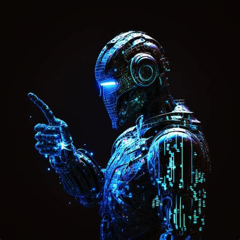Premium Ai Image Cyber Digital World Android Robot Pointing Finger