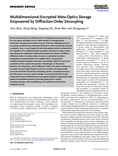 MultidimensionalEncrypted MetaOptics Storage Empowered By DiffractionOrder Decoupling