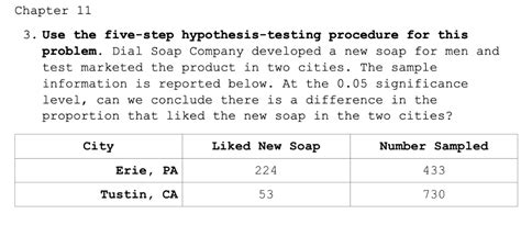 solved chapter 11 3 use the five step hypothesis testing