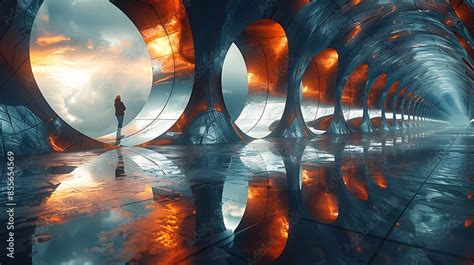 infinite mirror room effect with repeating infinity symbols creating