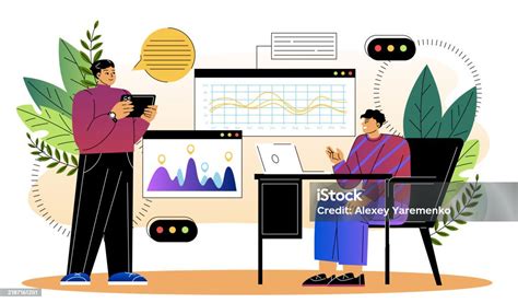 그래프를 분석하는 사업가 두 남자가 다이어그램과 차트를 보고 있습니다 금융 이해력 예산 및 회계 분석가는 마케팅 조사를