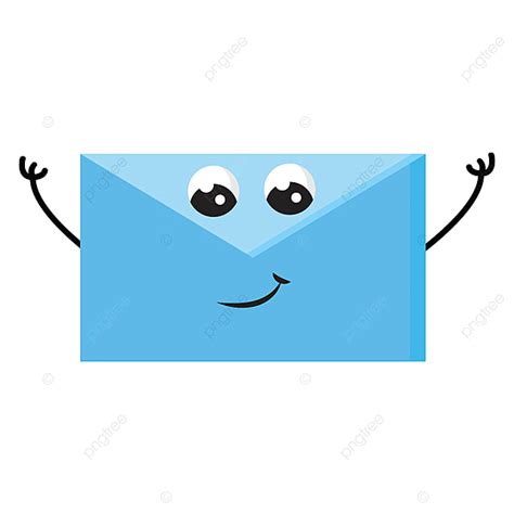 Happy Blue Envelope Vector Illustration On White Background Envelope Happy Character Png And