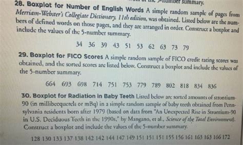 get answer 28 boxplot for number of english words 29 boxplot for