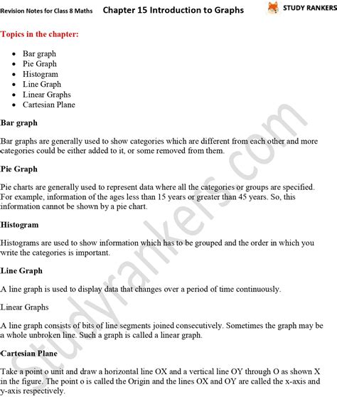 cbse revision notes for class 8 chapter 15 introduction to graphs