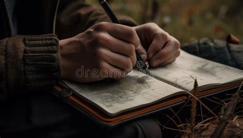 Handwriting On Book Page Surrounded By Nature Generated By Ai Stock Illustration Illustration