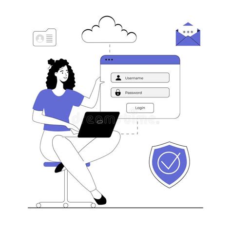 Cloud Data Protection Internet Security Privacy Access With Password Stock Vector