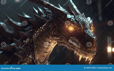 Robotic Dragon Illustration Stock Illustration Illustration Of