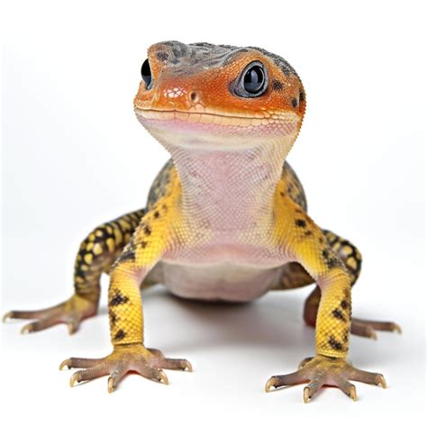 색 바탕 에 고립 된 레오파드 게코 Eublepharis Macularius 프리미엄 사진