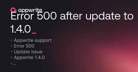 Error 500 After Update To 140 Threads Appwrite