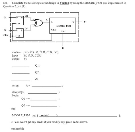 Solved Complete The Following Circuit Design In Verilog By