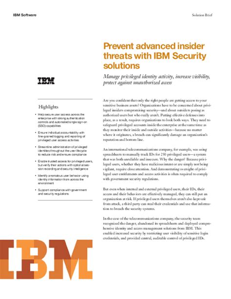 Prevent Advanced Insider Threats With Ibm Security Solutions