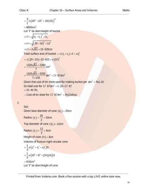 RD Sharma Class Solutions Chapter Surface Areas And Volumes