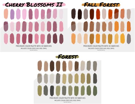 Procreate Color Palette Bundle 9 Palettes Trees Instant Download