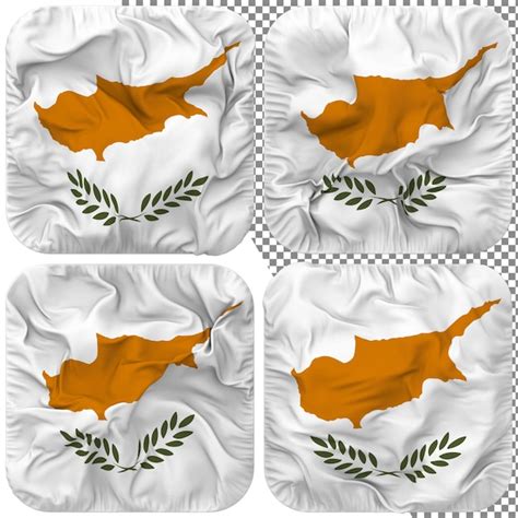 Premium Psd Cyprus Flag Squire Shape Isolated Different Waving Style Bump Texture 3d Rendering