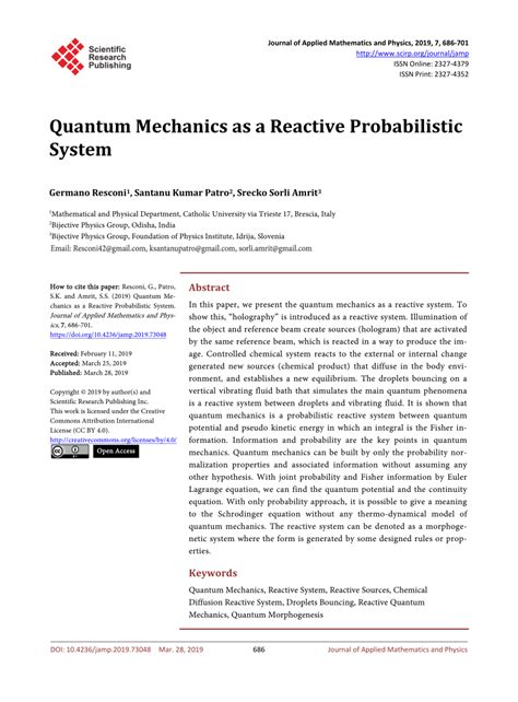 PDF Quantum Mechanics As A Reactive Probabilistic System