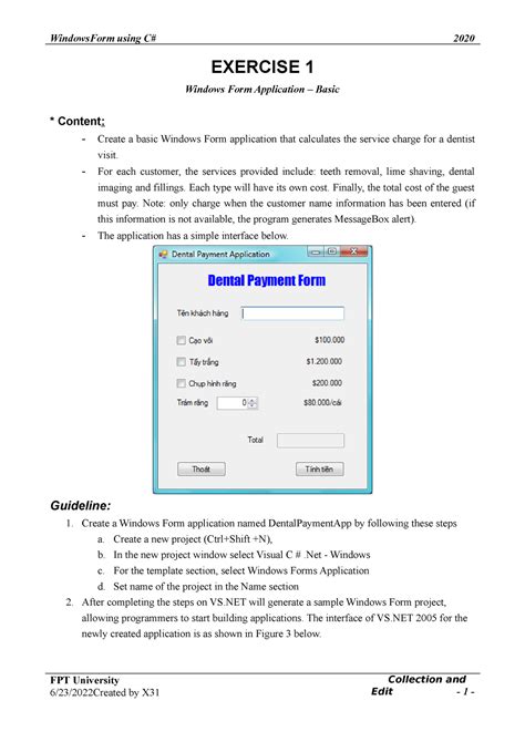Assignment 2 Window Forms En Exercise 1 Windows Form Application Basic Content Create A