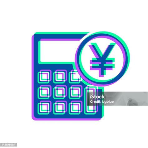 엔 기호가 있는 계산기 흰색 배경에 두 가지 색상이 오버레이된 아이콘 3차원 형태에 대한 스톡 벡터 아트 및 기타 이미지 3차원 형태 가계 개념 Istock