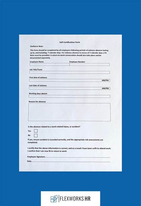 Employee Self Certification Form Etsy