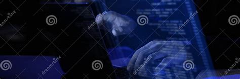 Modern Workspace With Blue Virtual Interface Displaying Fictional