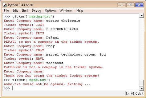 solved for python write a function ticker that takes a string