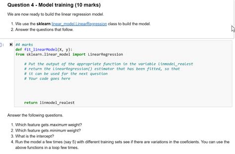 Solved Question Model Training Marks We Are Now Chegg