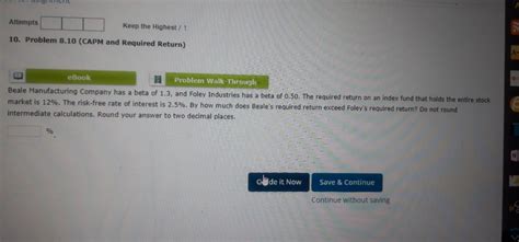 Solved 11 Problem 8 11 Capm And Required Return Calculate