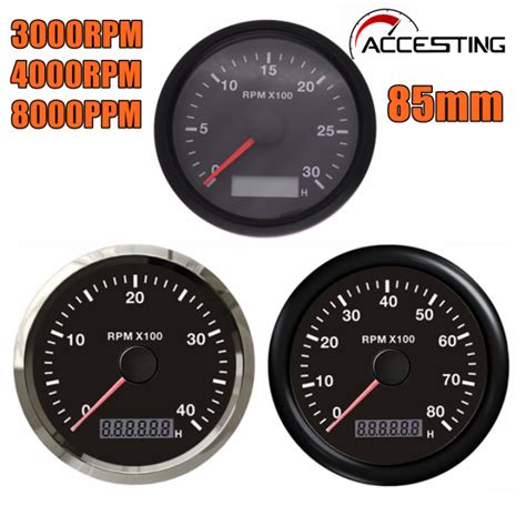 85mm 300040008000rpm Tachometer Engine Tacho Gauge With Lcd Hour
