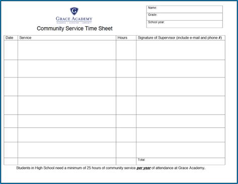 Community Service Timesheet Template