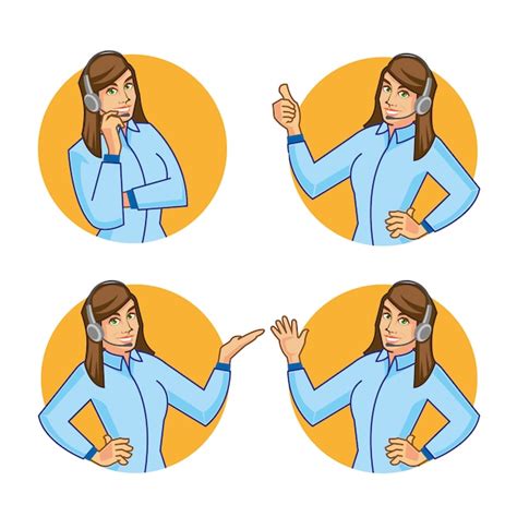 Servicio al cliente mujer diseño de personajes Vector Premium
