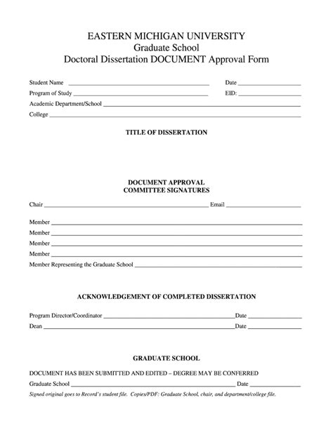 Fillable Online Doctoral Dissertation Document Approval Form Fax Email
