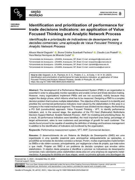 Identification And Prioritization Of Performance For Pdf Decision Making Performance Indicator