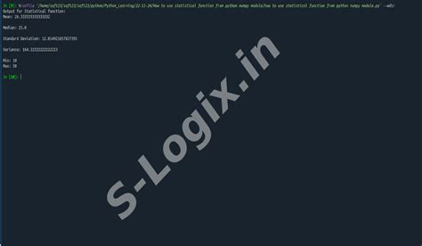 Statistical Functions From Python NumPy Module S Logix
