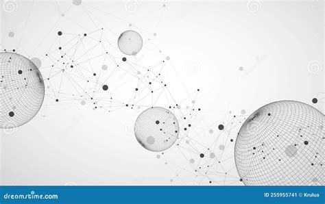 abstract sphere background with plexus effect 3d surface stock vector