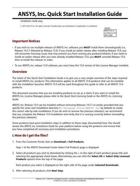 Ansys Quick Start Installation Guide Pdf Installation Computer