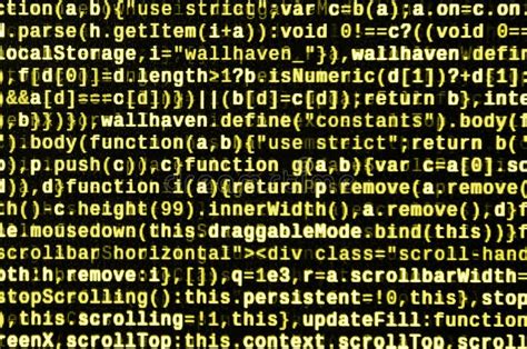 JavaScript Code In Text Editor Coding Cyberspace Concept Screen Of Web Developing Code Stock