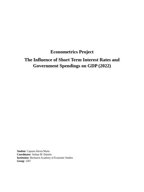 Econometrics Project Pdf Coefficient Of Determination Linear