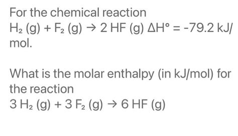 Solved For the chemical reaction H2( g)+F2( | Chegg.com