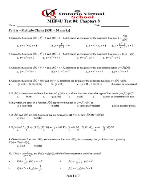 Unit Test V MHF U Test Chapters Name