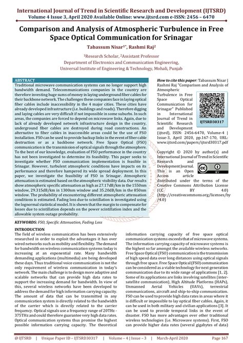 Comparison And Analysis Of Atmospheric Turbulence In Free Space Optical
