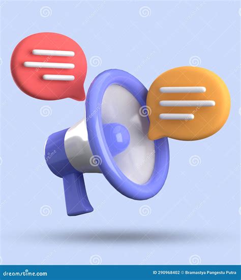 3d Rendering of Speech Bubble with Notification Icons, Megaphone Icons Stock Illustration ...