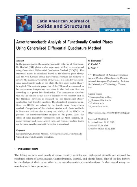 Pdf Aerothermoelastic Analysis Of Functionally Graded Plates Using