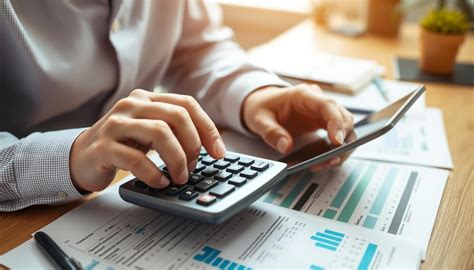 A Man Is Typing On A Calculator And A Graph Premium Ai Generated Image