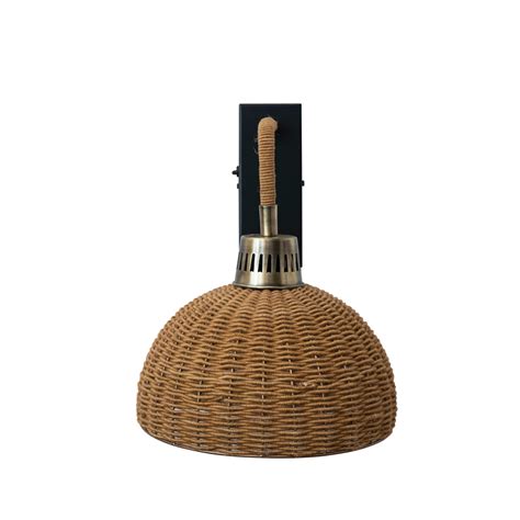 jute wrapped metal wall sconce w inline switch black and natural