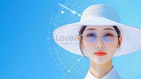 모자를 쓴 세련된 여성 배경 사진 및 창의적인 일러스트 무료 다운로드 Lovepik