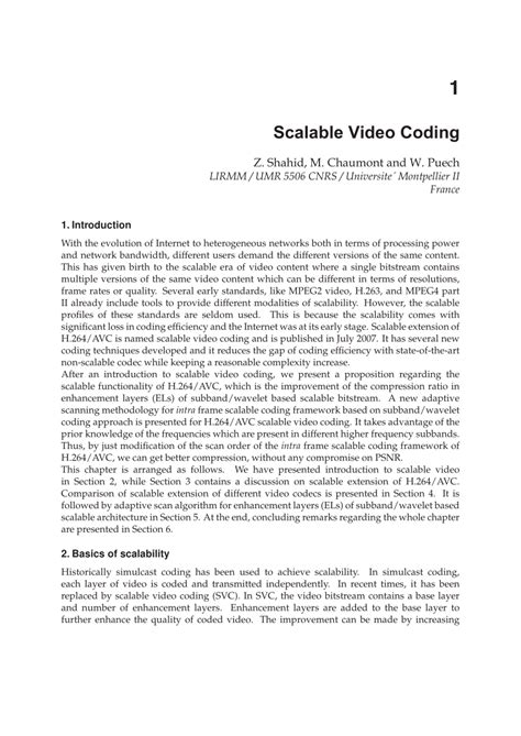 Pdf Scalable Video Coding