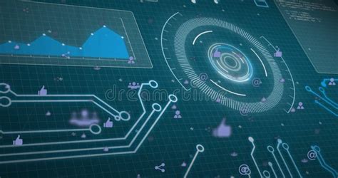 Data Analysis Animation With Digital Interface Showing Graphs And Icons