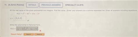 Solved Uist All Possible Rational Zeros Given By The